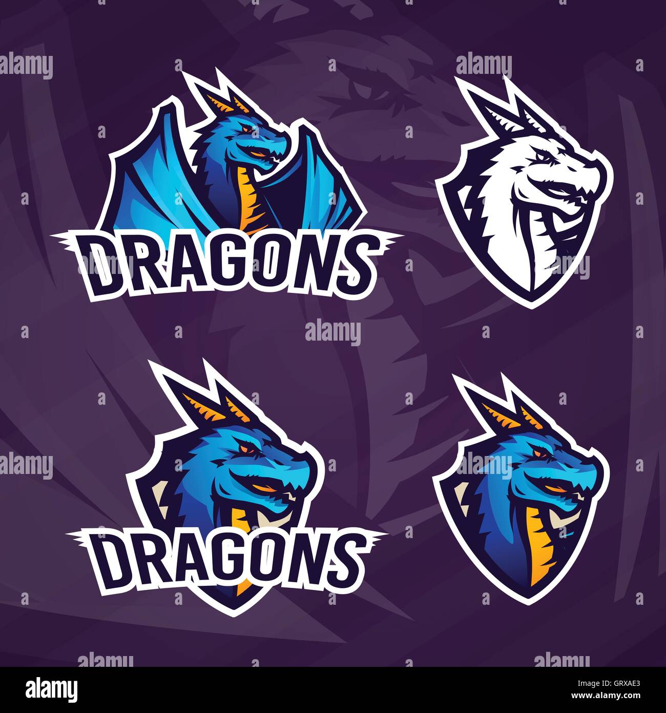 Creative dragon logo template. Sport mascot design. College league ...