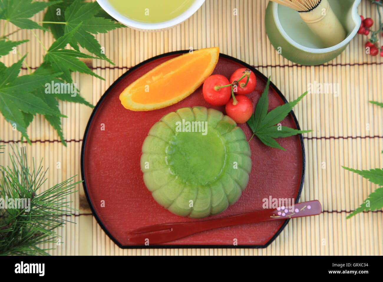 Matcha(Green Tea) Pudding Stock Photo - Alamy