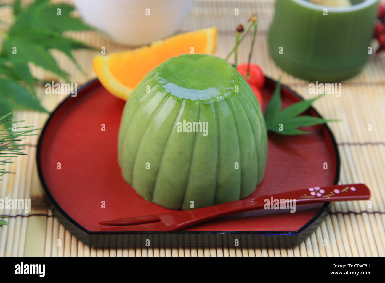 Matcha(Green Tea) Pudding Stock Photo - Alamy