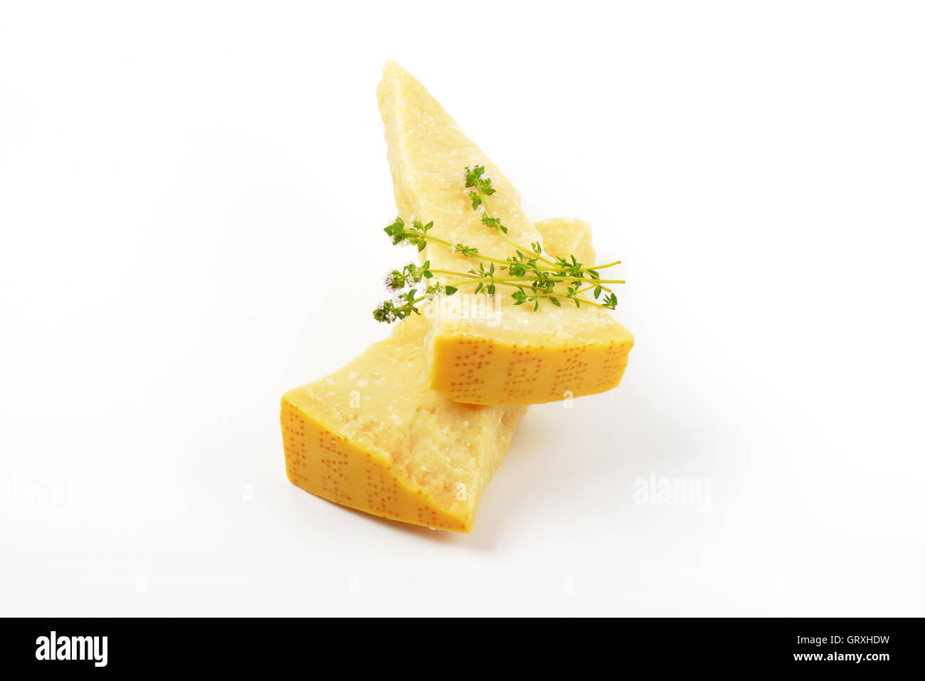 Two wedges of true Parmesan cheese Stock Photo - Alamy