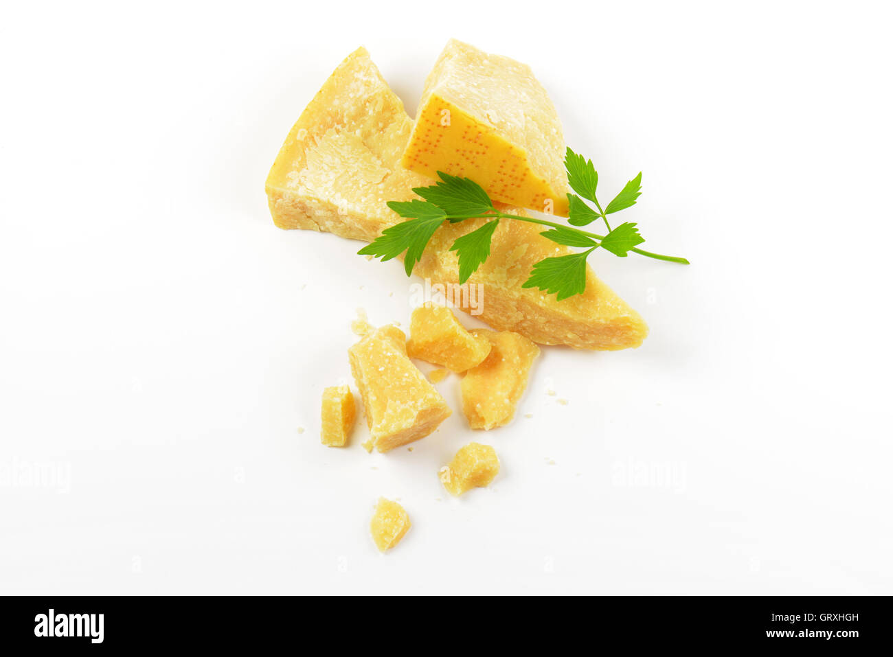 Pieces of true Parmesan cheese Stock Photo - Alamy