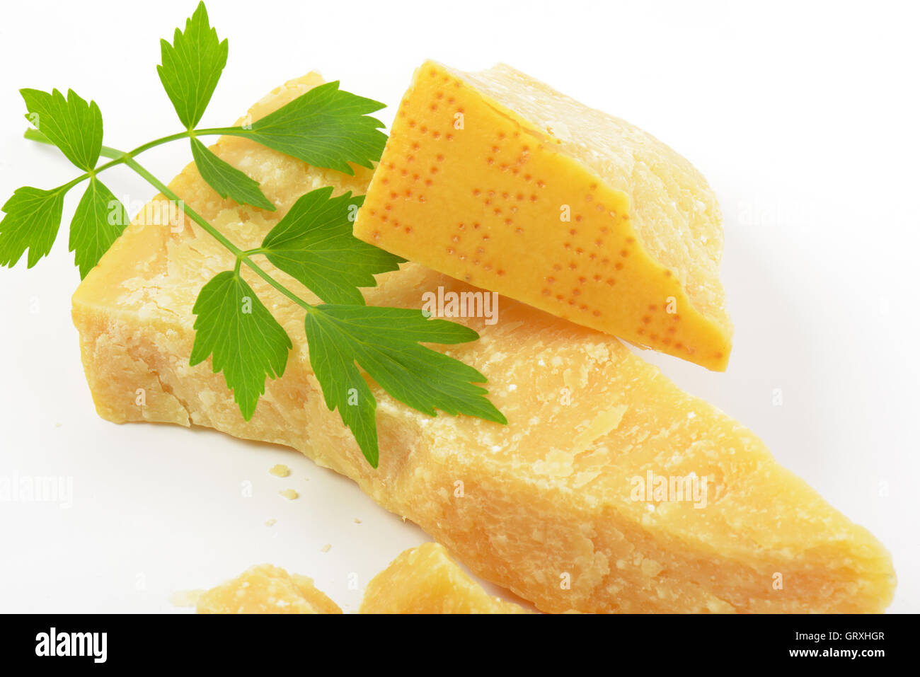 Pieces of true Parmesan cheese Stock Photo - Alamy