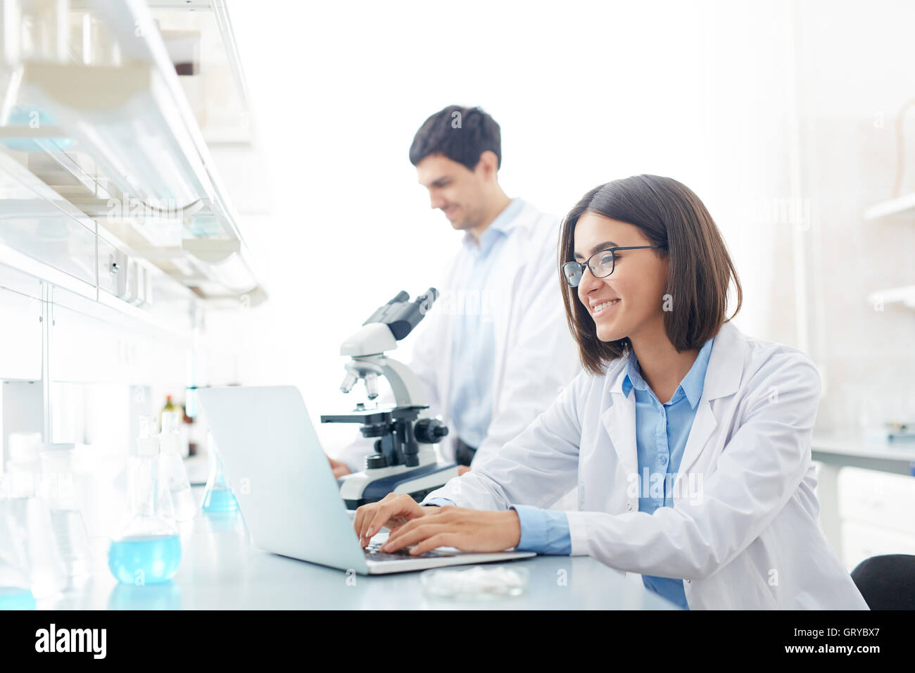Typing in lab Stock Photo - Alamy
