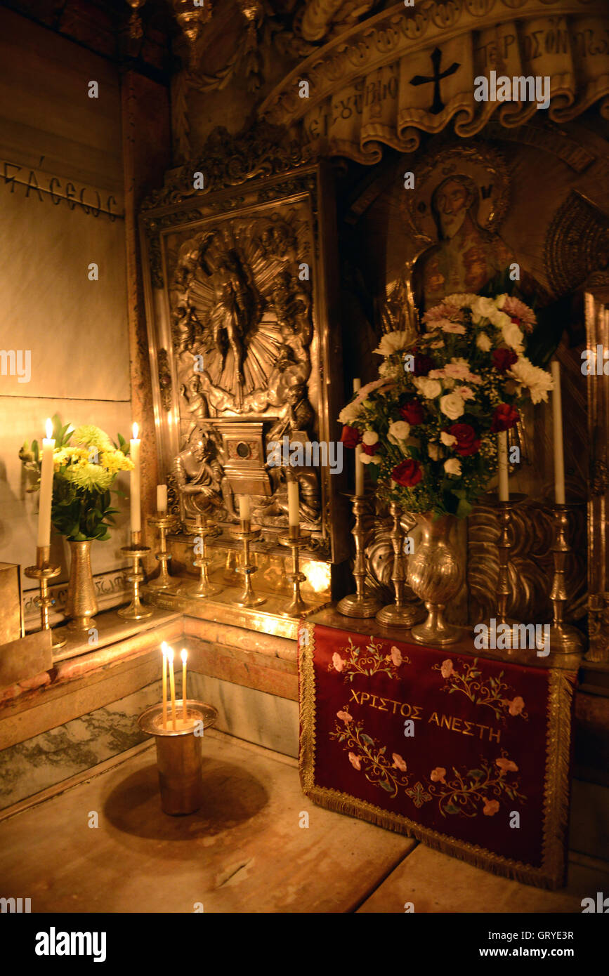 The chamber of the of Sepulchre inside the church of the holy Sepulchre ...