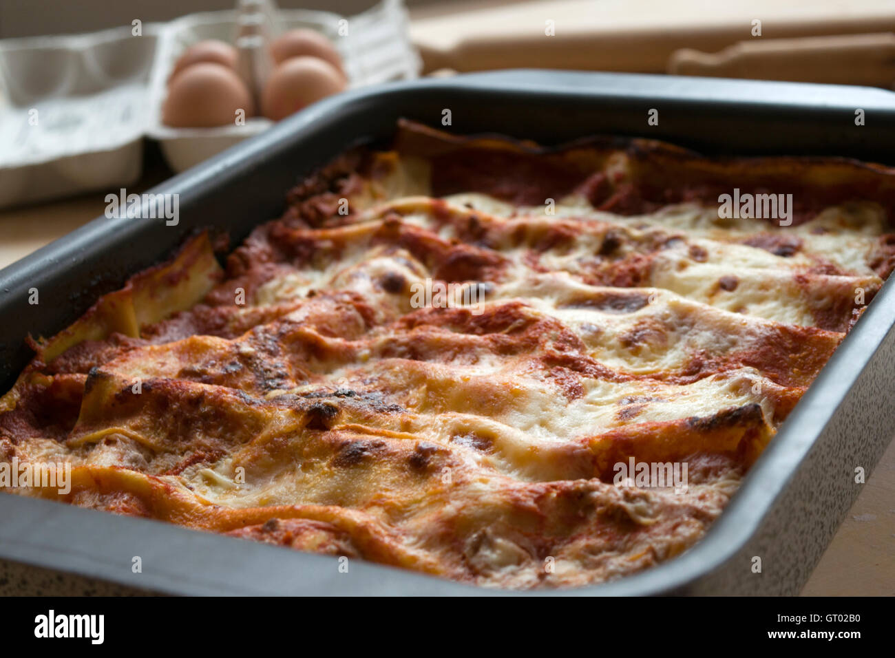 baking pan of lasagna Stock Photo - Alamy