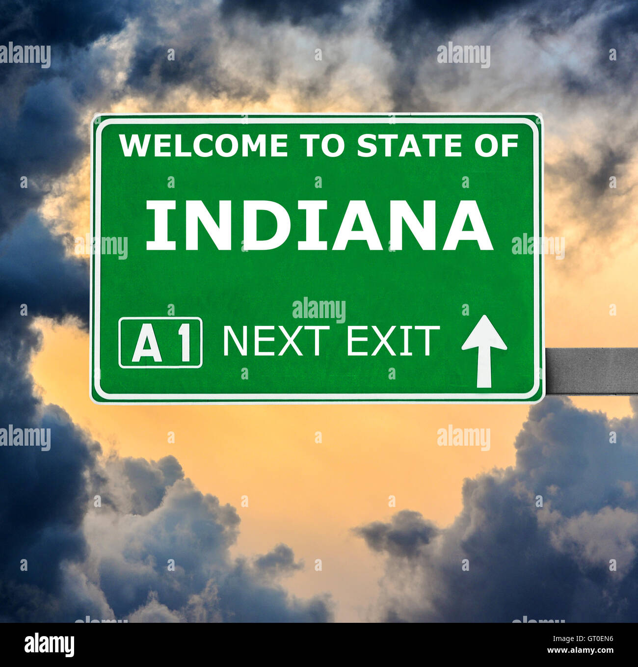 INDIANA road sign against clear blue sky Stock Photo - Alamy