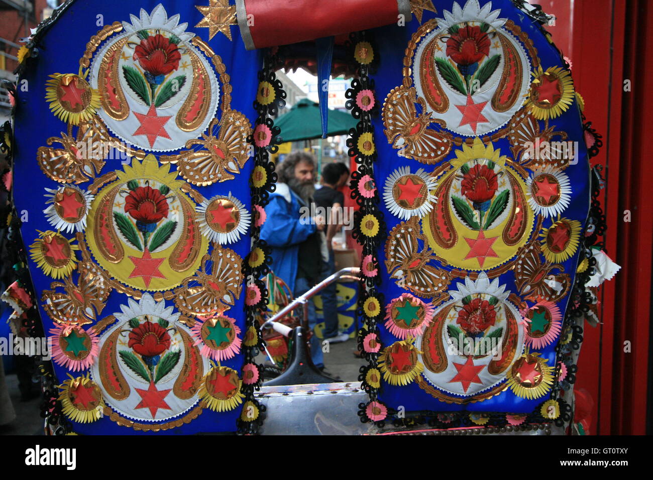 Colourful back side of rickshaw, Brick Lane, London, UK Stock Photo - Alamy