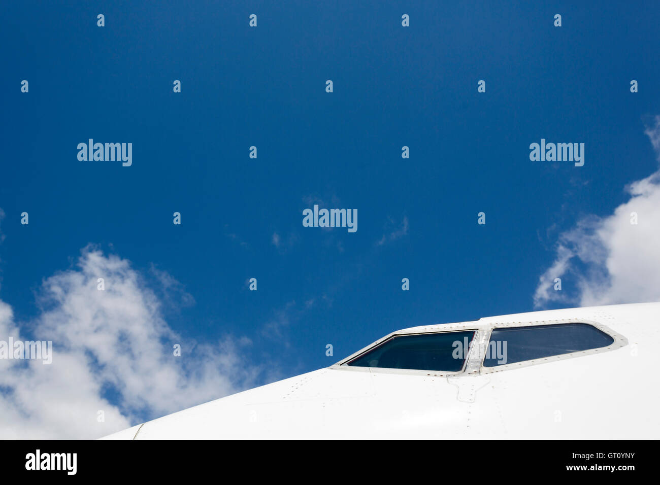 Old style jet engine passenger aircraft showing details of the ...