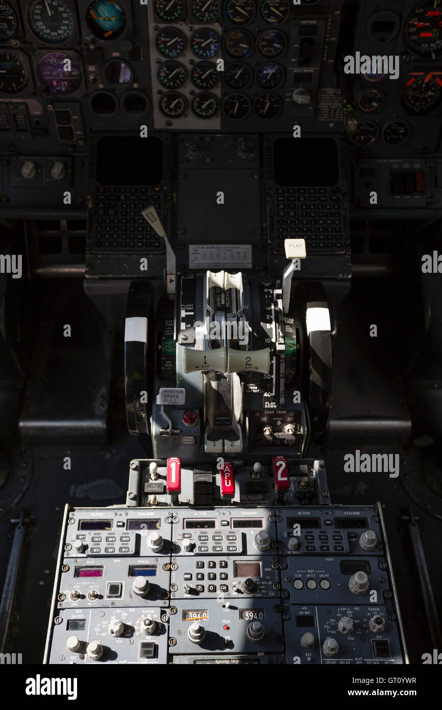 Old style jet engine passenger aircraft showing details of the ...