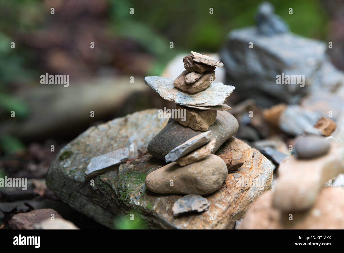 small Stone tower to pray for Korea's wish Stock Photo - Alamy