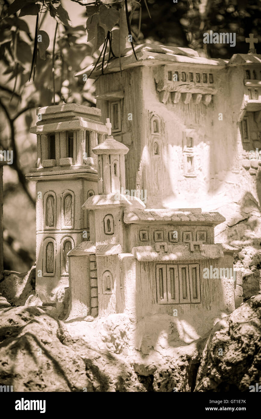 Small decorative castle made with white stone Stock Photo - Alamy