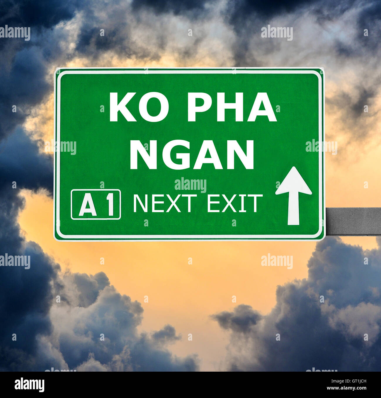 KO PHA NGAN road sign against clear blue sky Stock Photo - Alamy