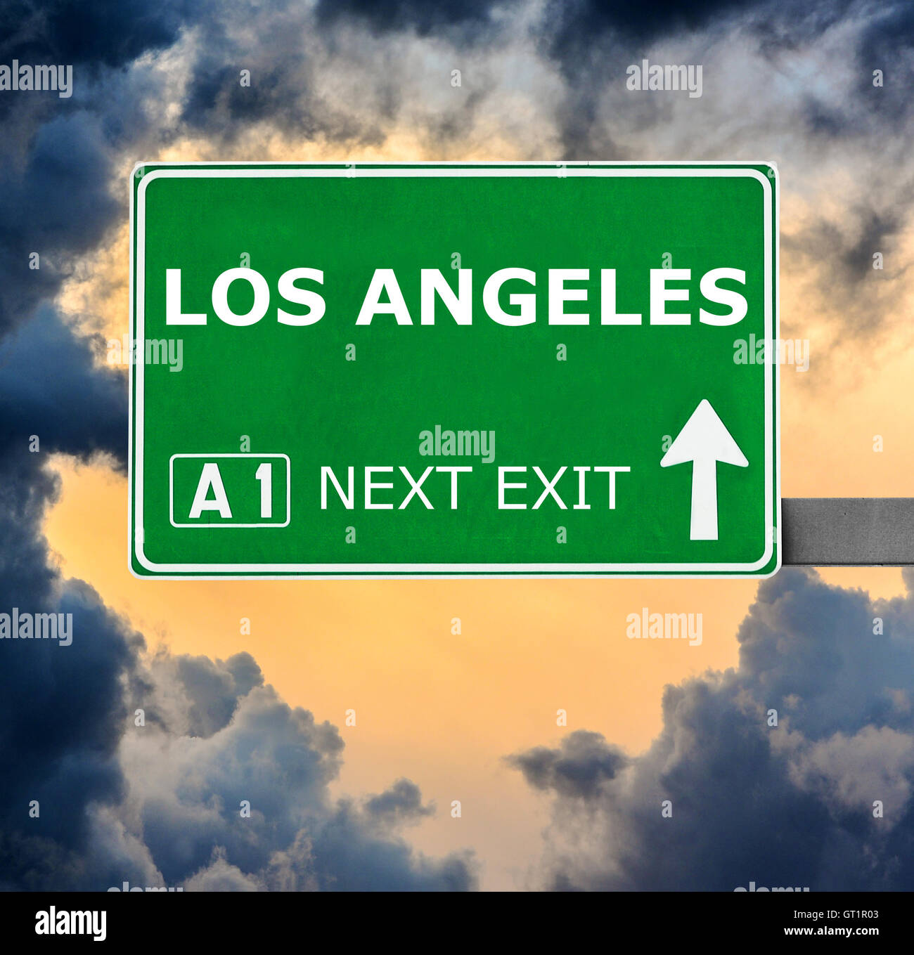 LOS ANGELES road sign against clear blue sky Stock Photo - Alamy