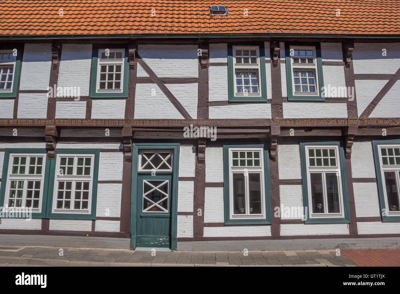 Half timbered house in the historical center of Quakenbruck, Germany ...