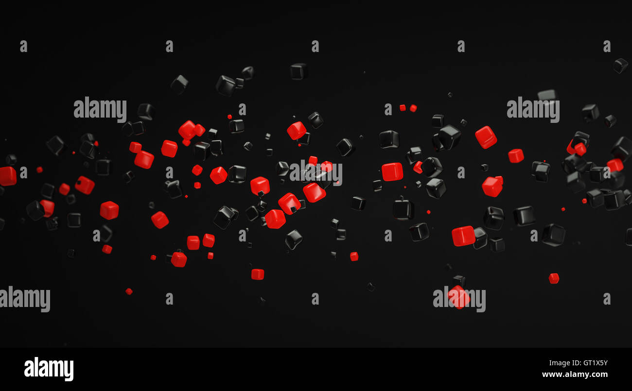 abstract red atom nano technology particle background 3d rendering ...