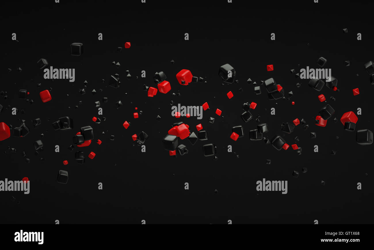 abstract red atom nano technology particle background 3d rendering ...