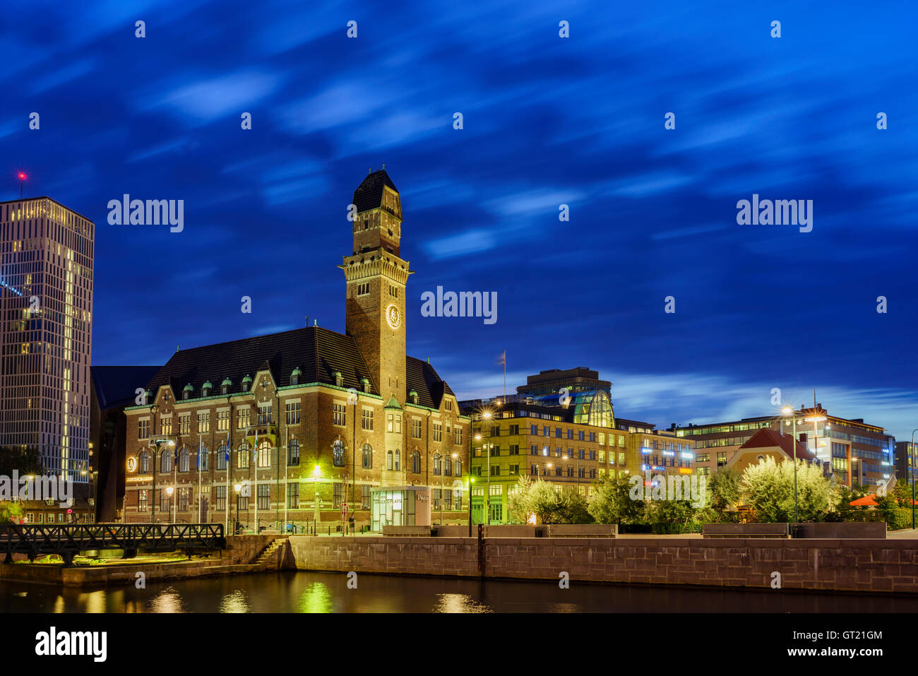 The beautiful World Maritime University of Malmo, Sweden at twilight ...