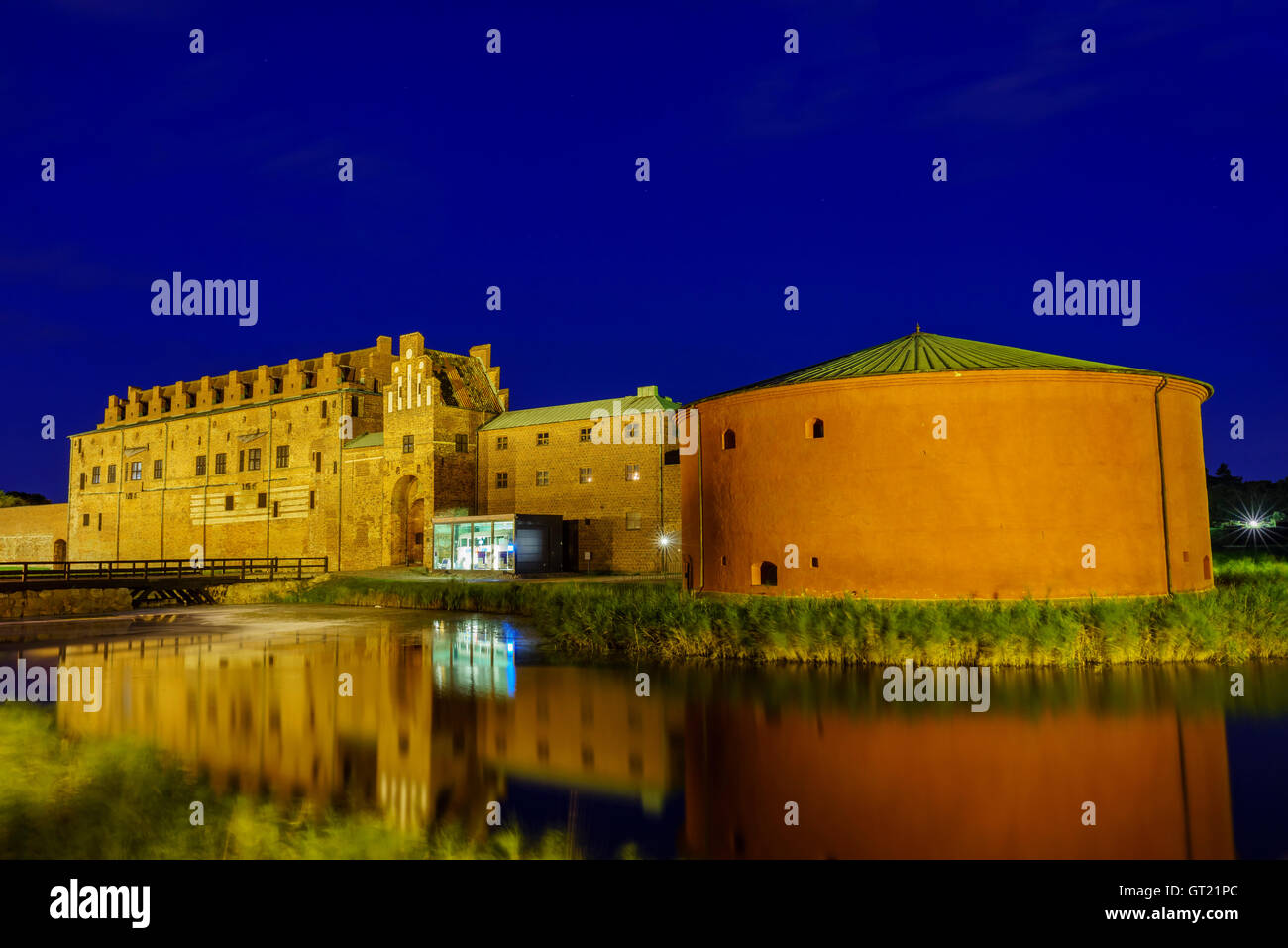 The historical Malmo Castle around night at Malmo, Sweden Stock Photo ...