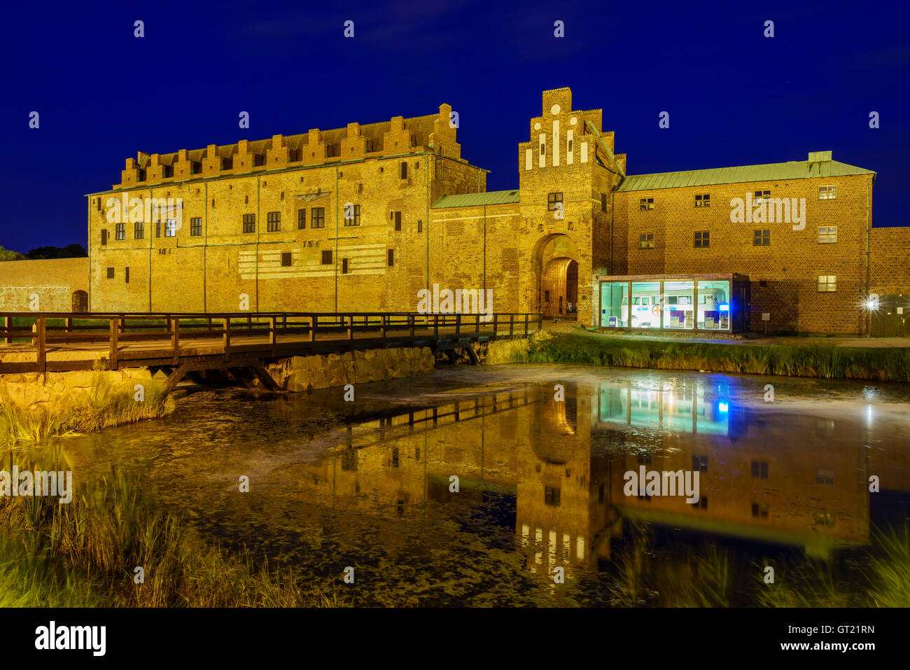 The historical Malmo Castle around night at Malmo, Sweden Stock Photo ...
