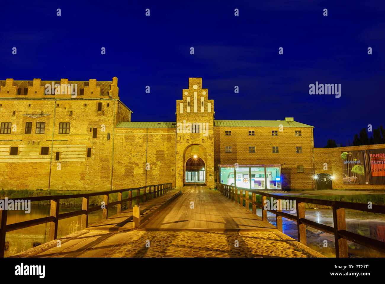 The historical Malmo Castle around night at Malmo, Sweden Stock Photo ...