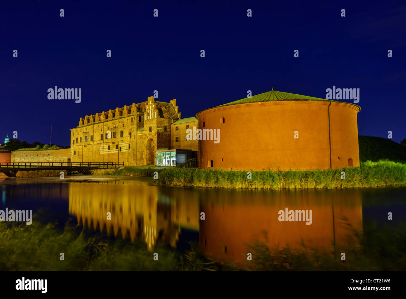 The historical Malmo Castle around night at Malmo, Sweden Stock Photo ...