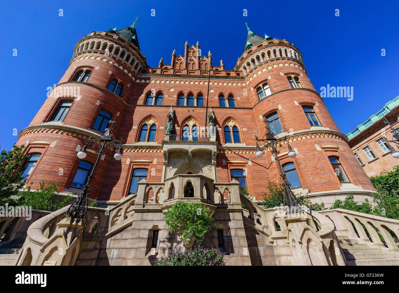 The beautiful and historical Town Hall of Helsingborg, Sweden Stock ...