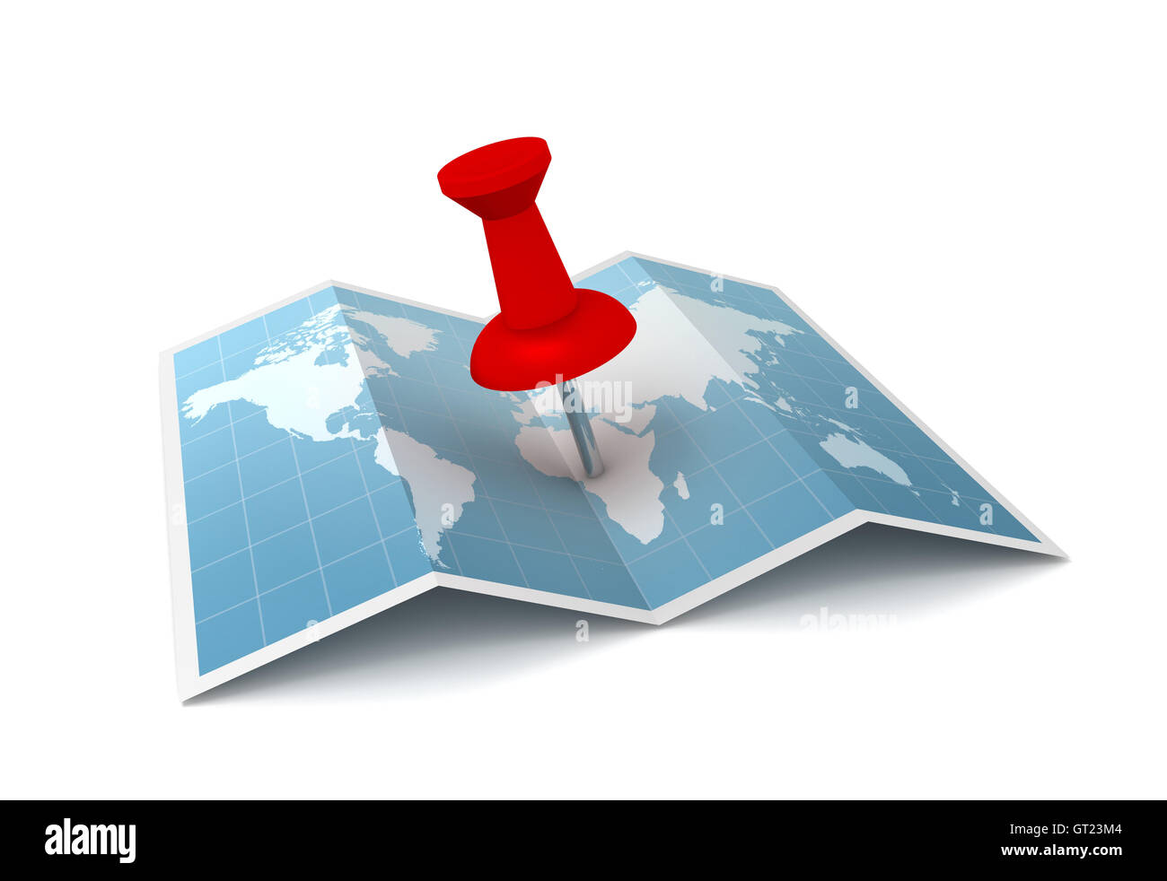 pushpin on map concept 3d illustration Stock Photo - Alamy