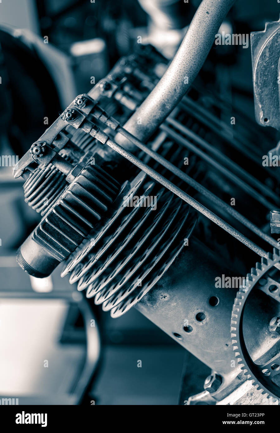 Pistons and gears of an old aero engine Stock Photo - Alamy
