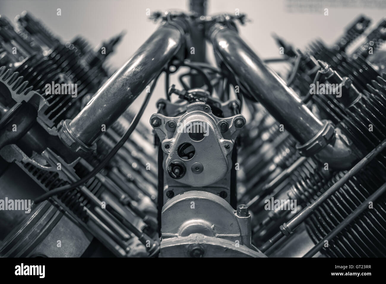 Pistons and gears of an old aero engine Stock Photo - Alamy