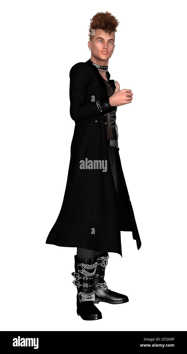3D rendering of a gothic male model isolated on white background Stock ...