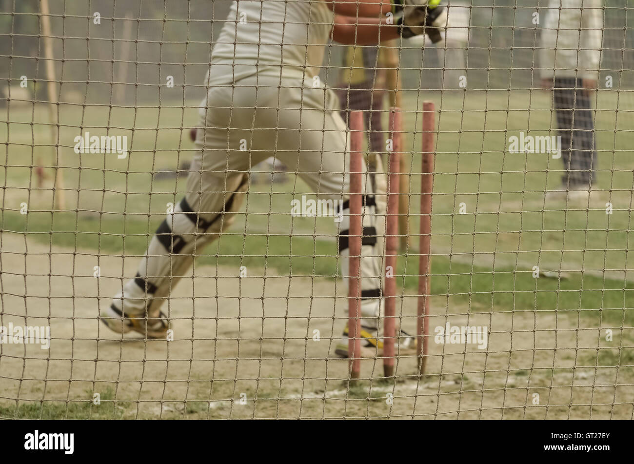 Cricket batsman net practice Stock Photo - Alamy