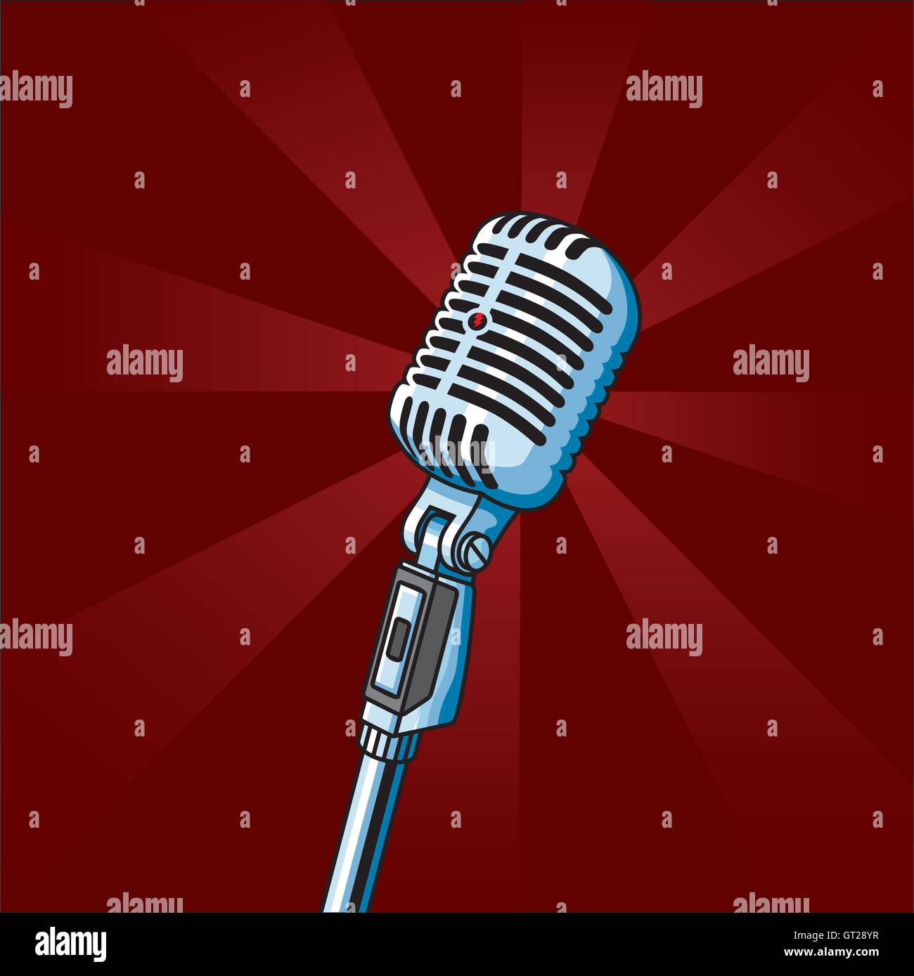 Vintage microphone vector illustration. Mid century style microphone as ...