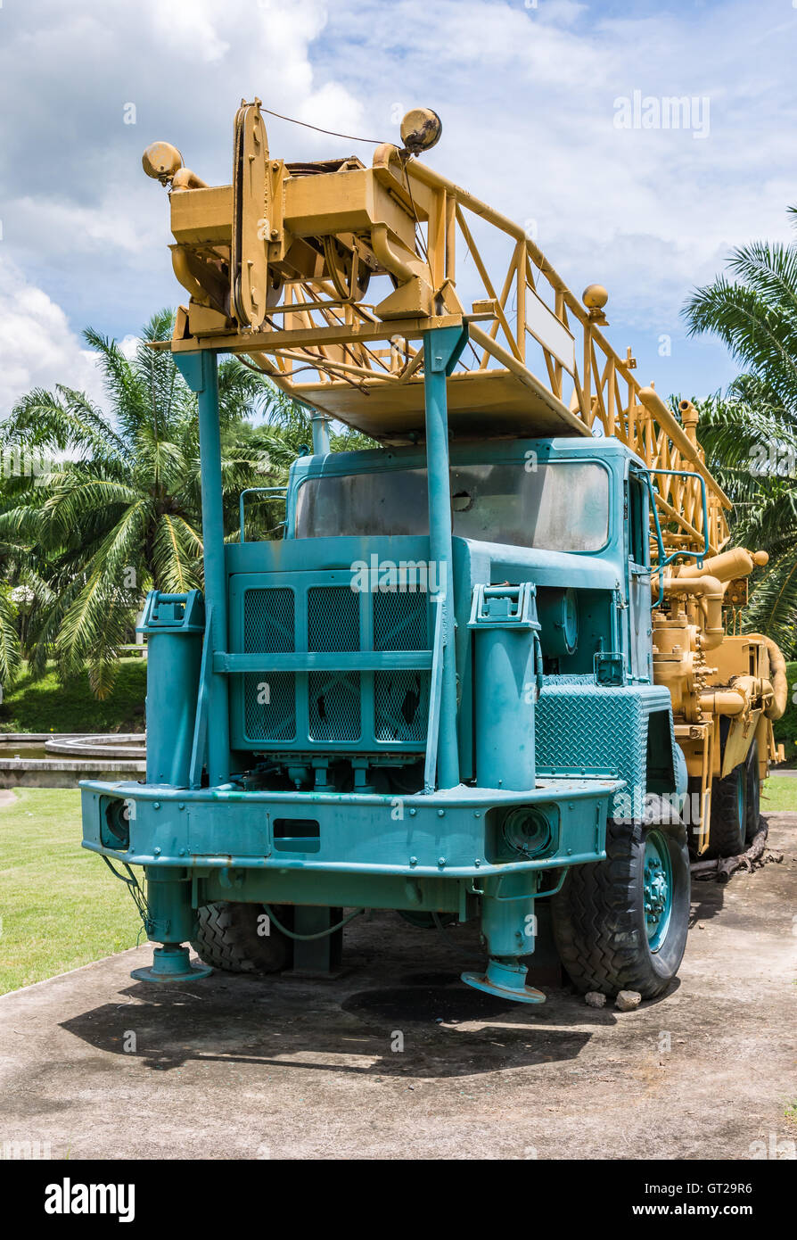 Old drill hole car for take the explode in the large mine which show in ...