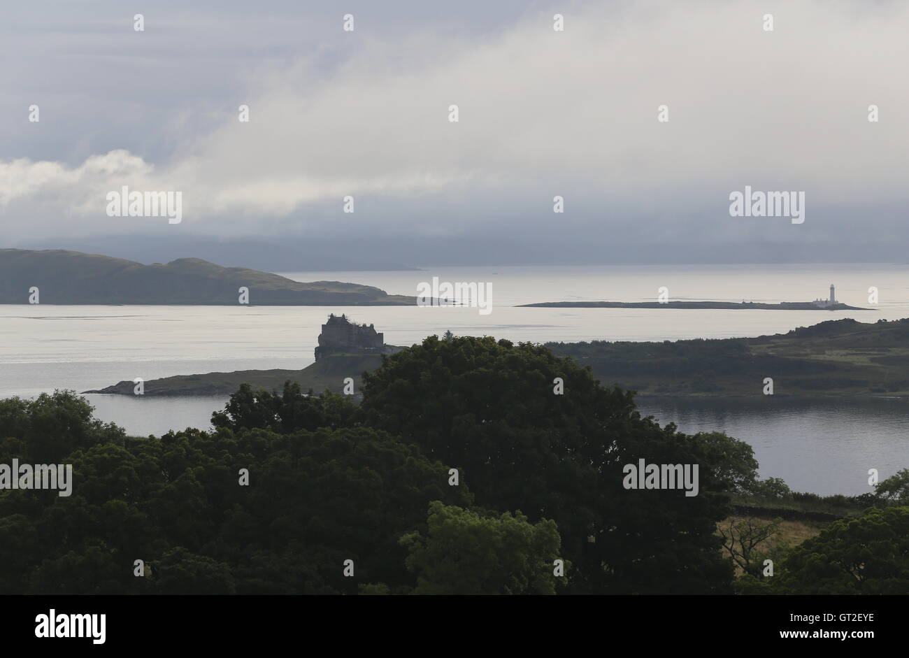 Elevated view of Duart Castle Isle of Mull Scotland September 2016 ...