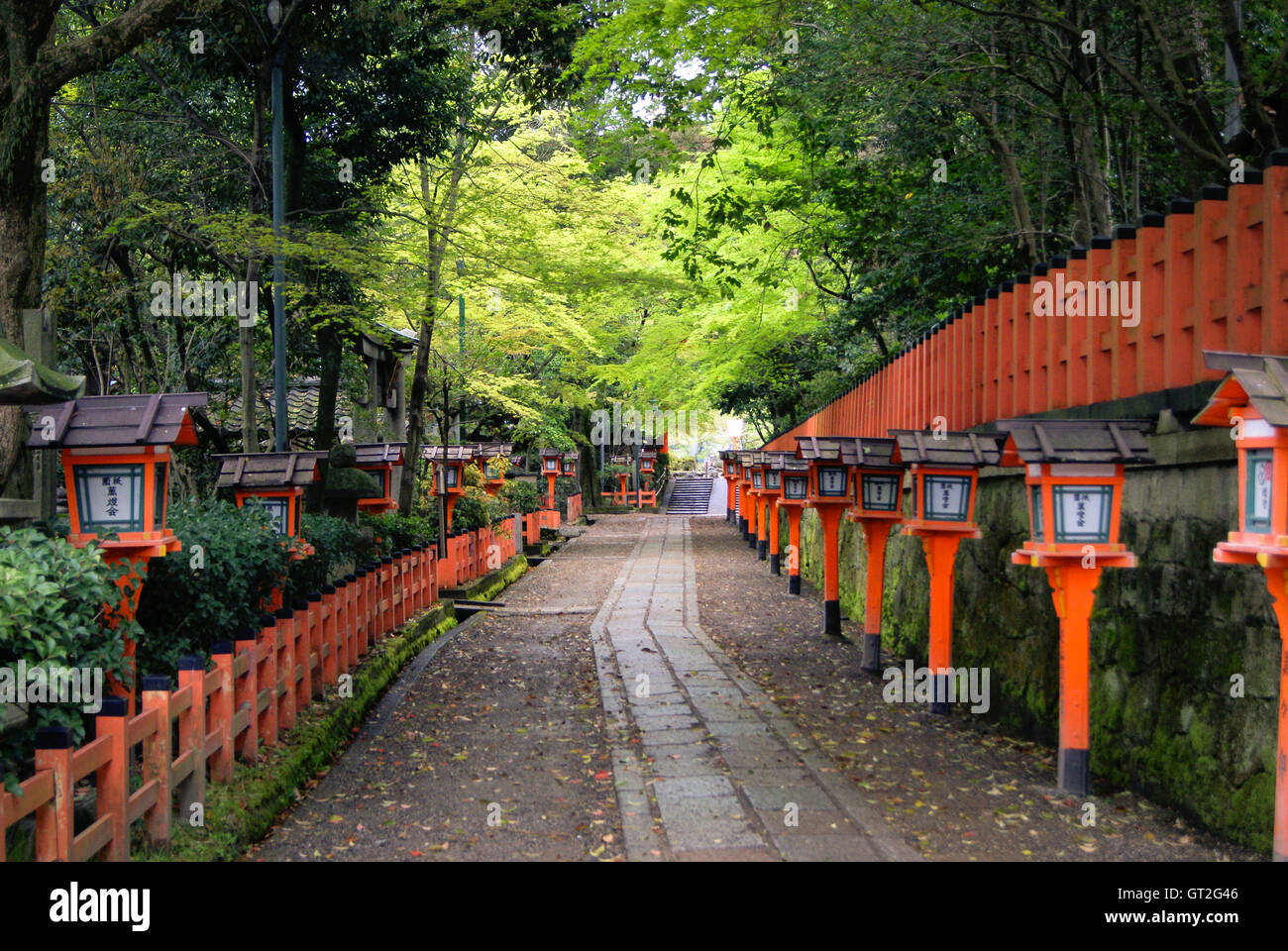 A quiet path at a Japanese temple Stock Photo - Alamy