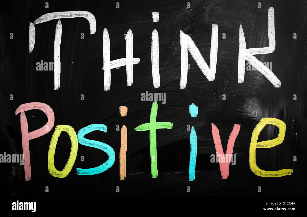 Think positive handwritten with white chalk on a blackboard Stock Photo ...