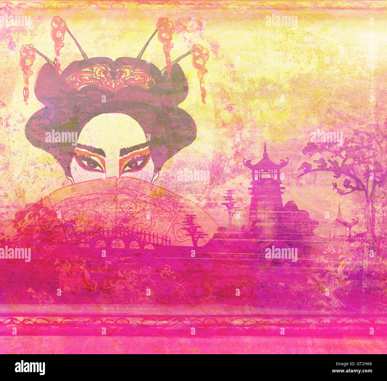 Abstract Beautiful geisha Portrait Stock Photo - Alamy