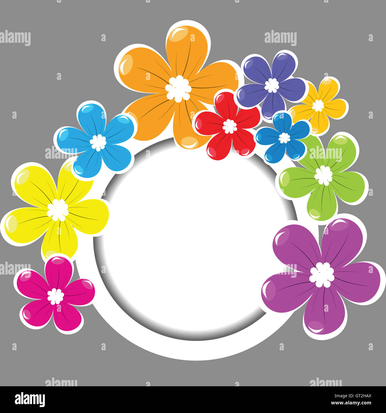 Frame with colored flowers Stock Photo - Alamy