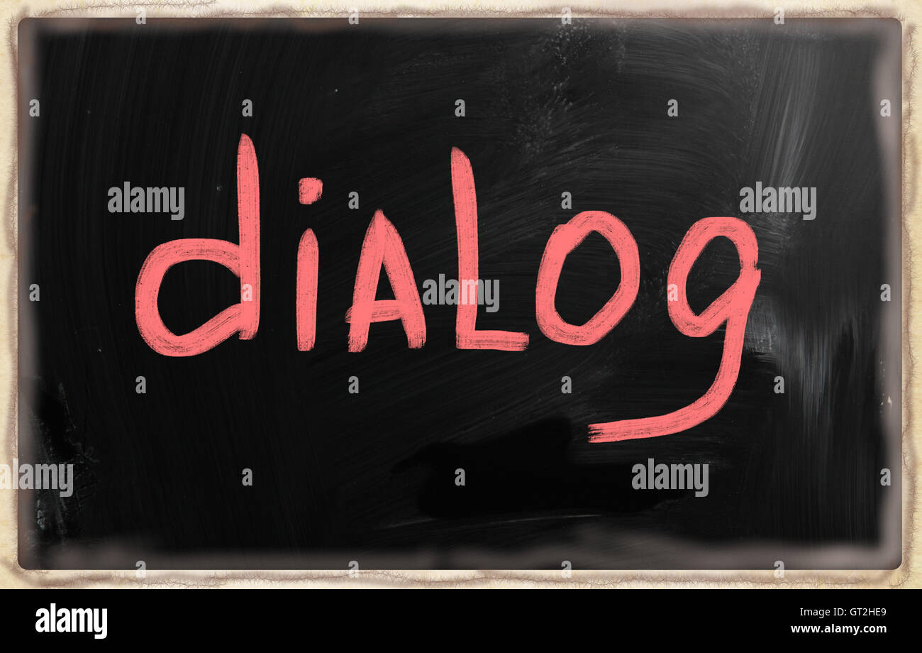 Dialog handwritten with chalk on a blackboard Stock Photo - Alamy