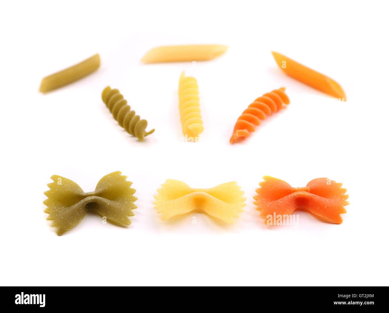 composition of different pasta in three colors Stock Photo - Alamy