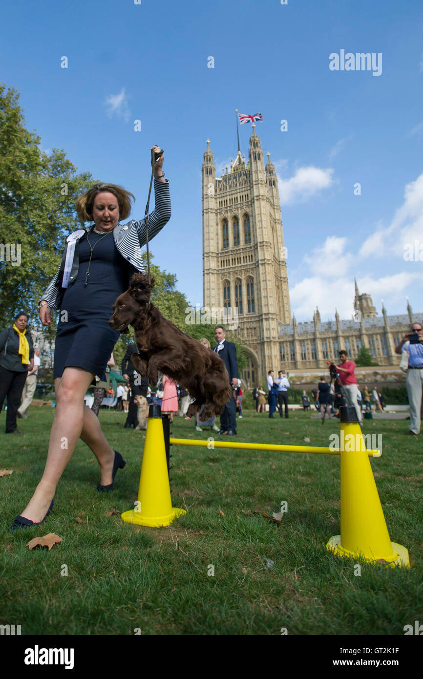 Anne-Marie Trevelyan MP and her dog, Trouble, during the Westminster ...
