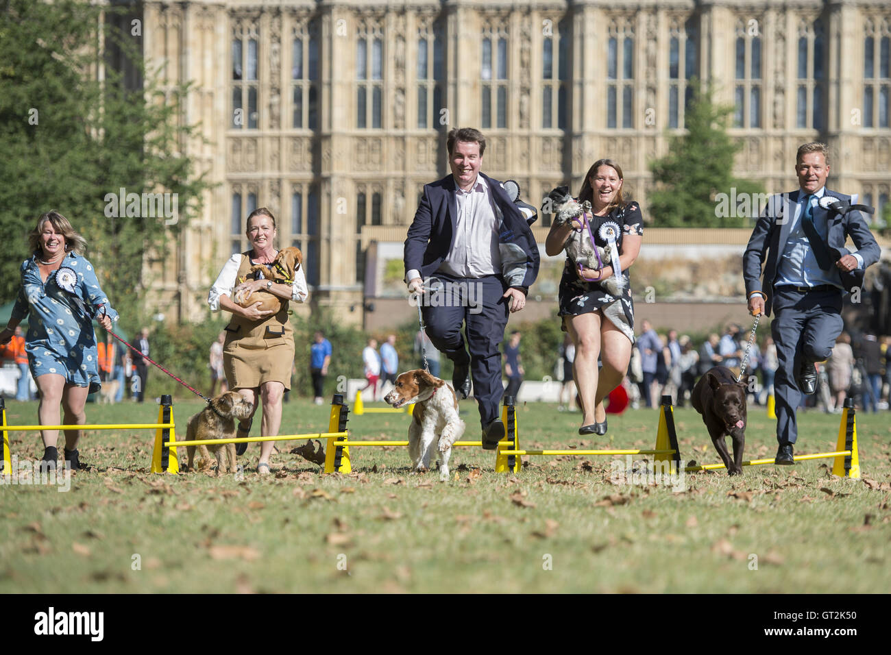 MPs and their dogs take part in a race during the Westminster Dog of ...