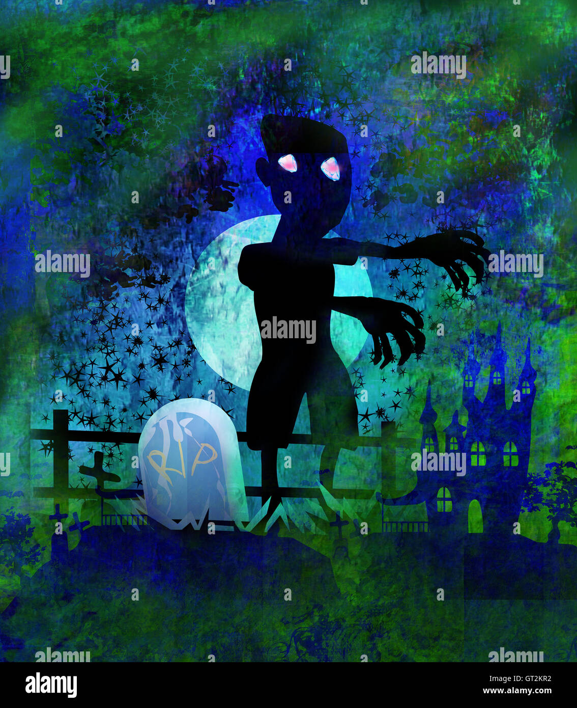 zombie coming out of his grave Stock Photo - Alamy