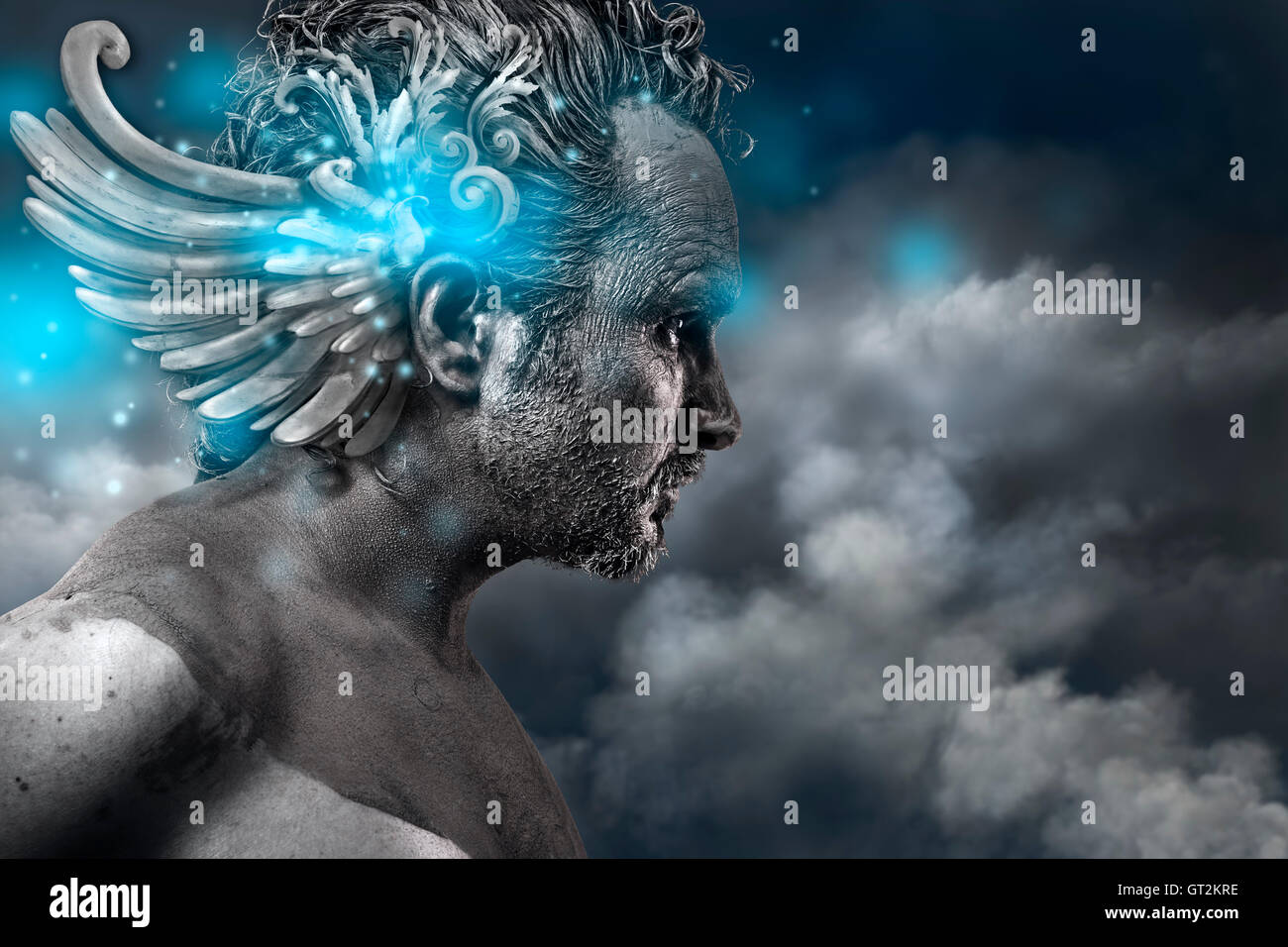 Ancient hero, fantasy image, ancient gods classic style with blu Stock ...