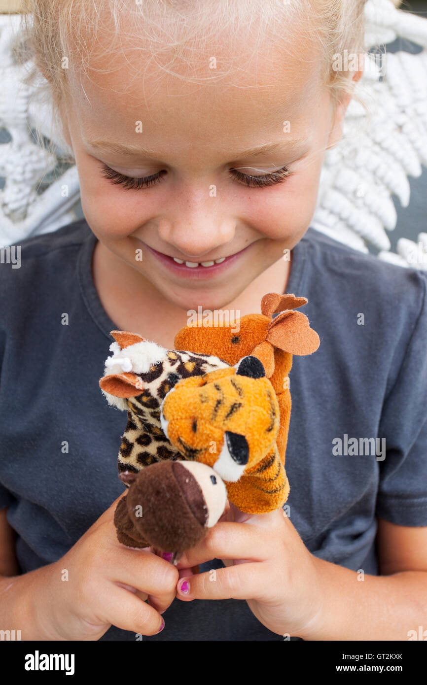 child with finger puppets Stock Photo - Alamy