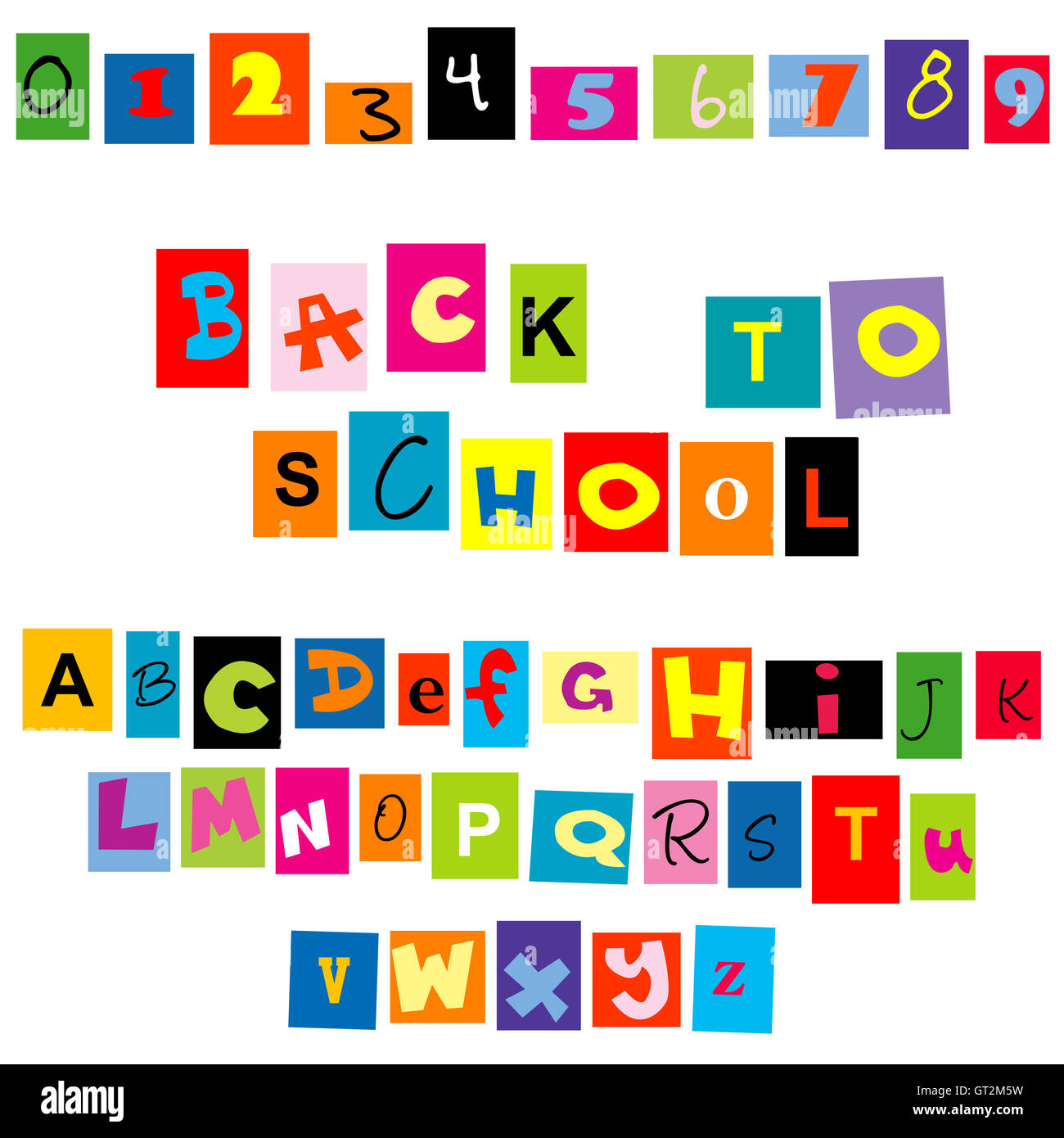 Back to school background with colored tellers and numbers Stock Photo ...