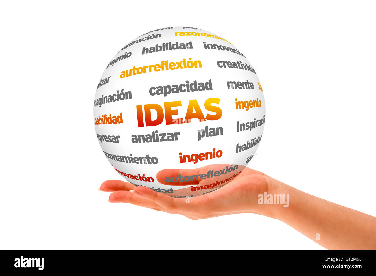 Ideas Word Sphere (In Spanish Stock Photo - Alamy