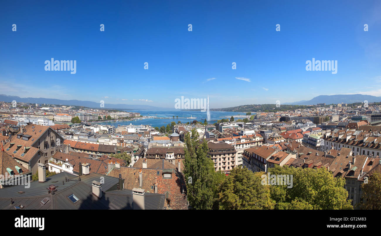 A Panoramic View of Geneva City and Lake Leman Stock Photo - Alamy