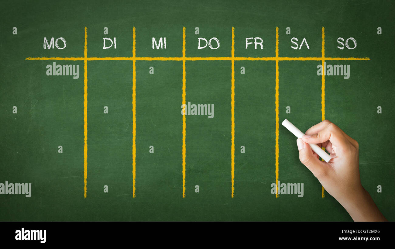 Weekly Calendar (In German Stock Photo - Alamy