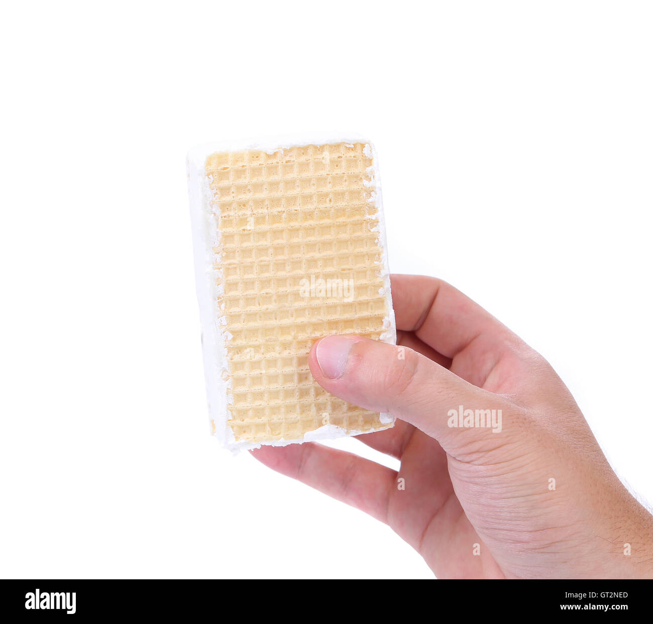 Hand holds wafer ice cream Stock Photo - Alamy